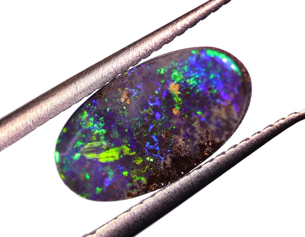 Gem Fire Australian Opal Polished Black Boulder Opal Pendant Ring ...