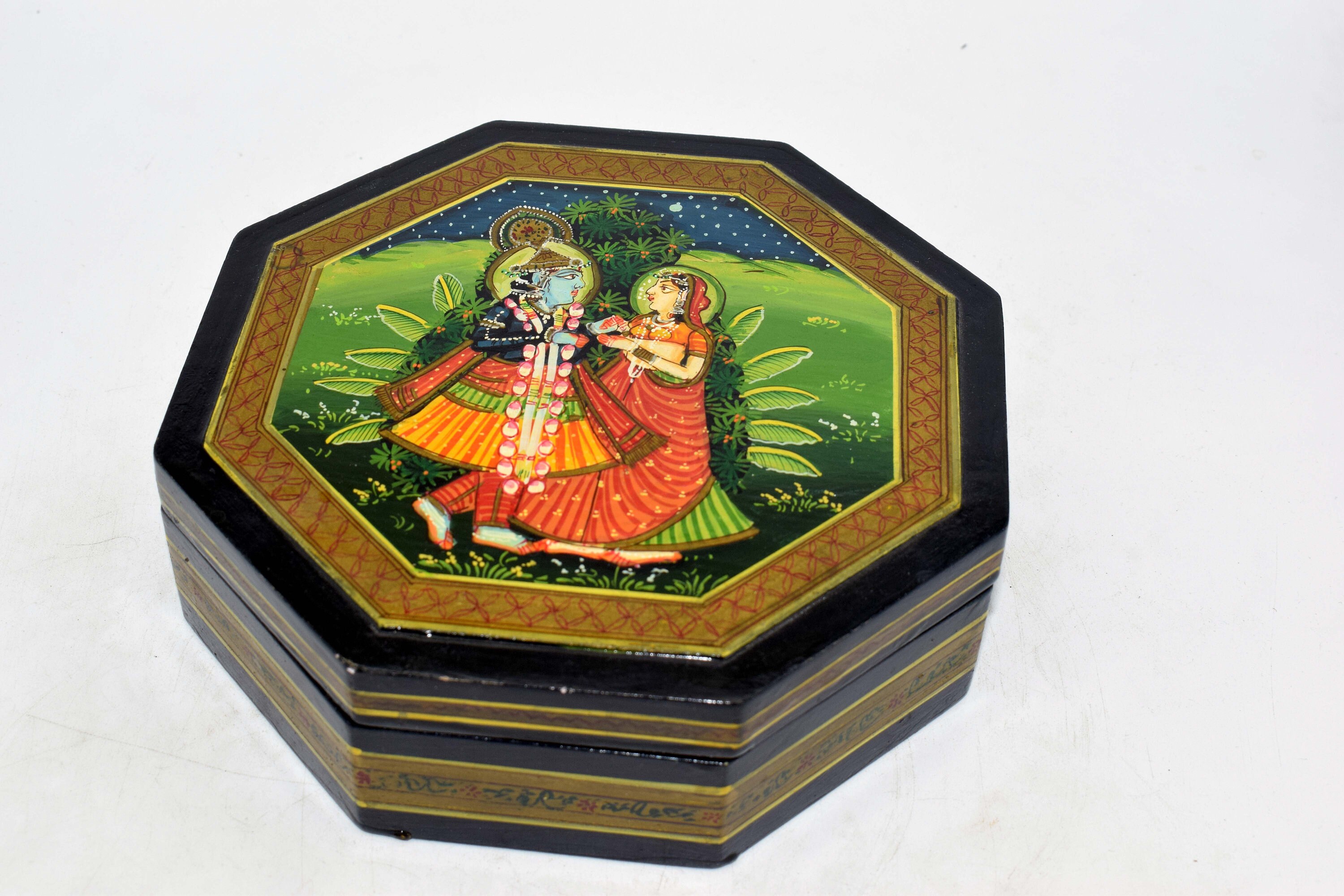 Indian handmade vintage wooden box Unique box old Indian god | Etsy