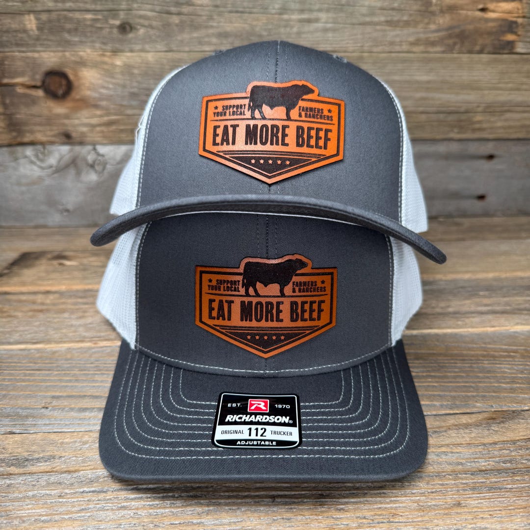 Eat More Beef Leather Patch Trucker Hat Www.savannahmossco.com - Etsy