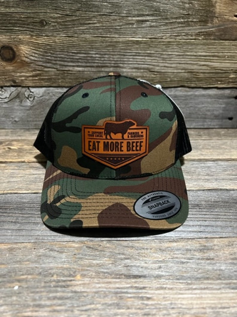 Eat More Beef Leather Patch Trucker Hat Www.savannahmossco.com - Etsy