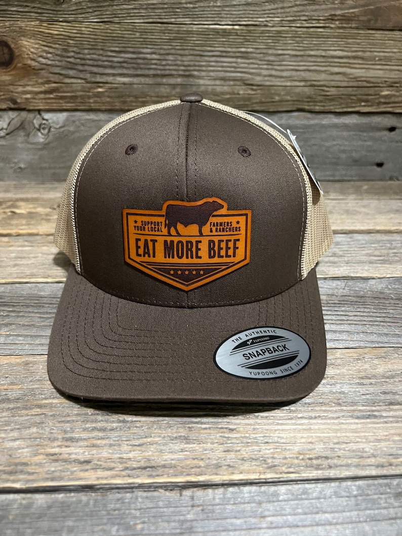 Eat More Beef Leather Patch Trucker Hat Www.savannahmossco.com - Etsy