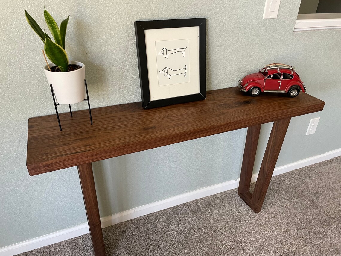 Walnut Entryway Table-hall Table-sofa Table - Etsy