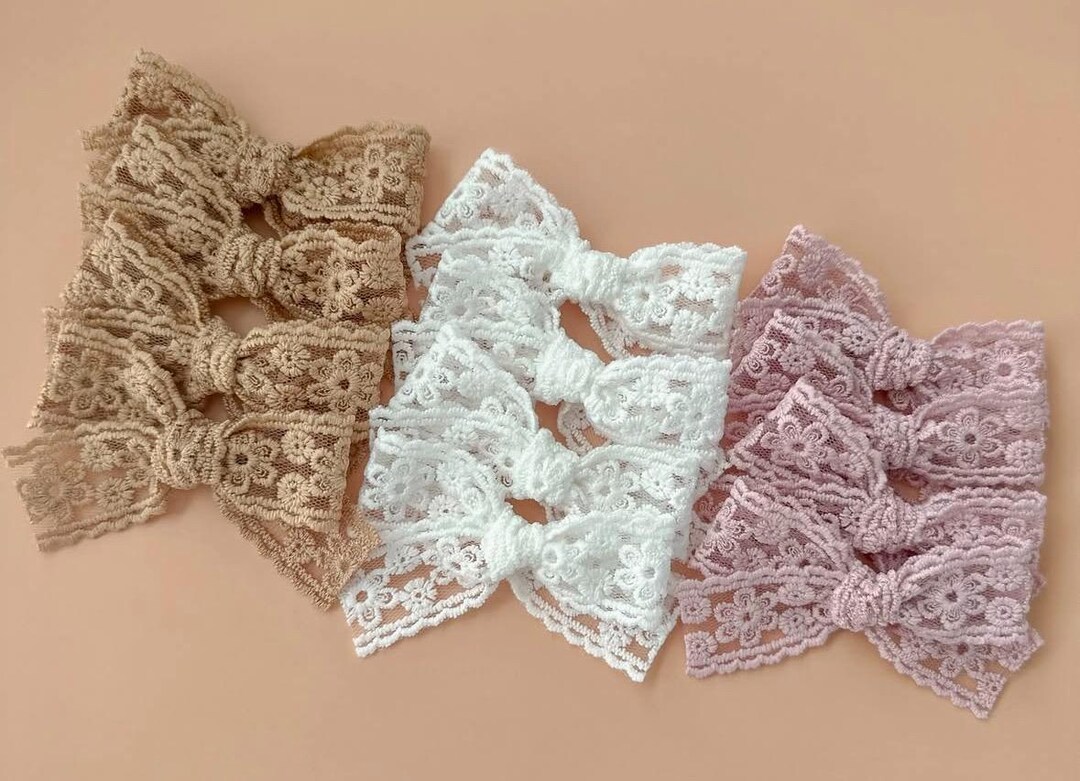 Neutral Lace Bows - Etsy