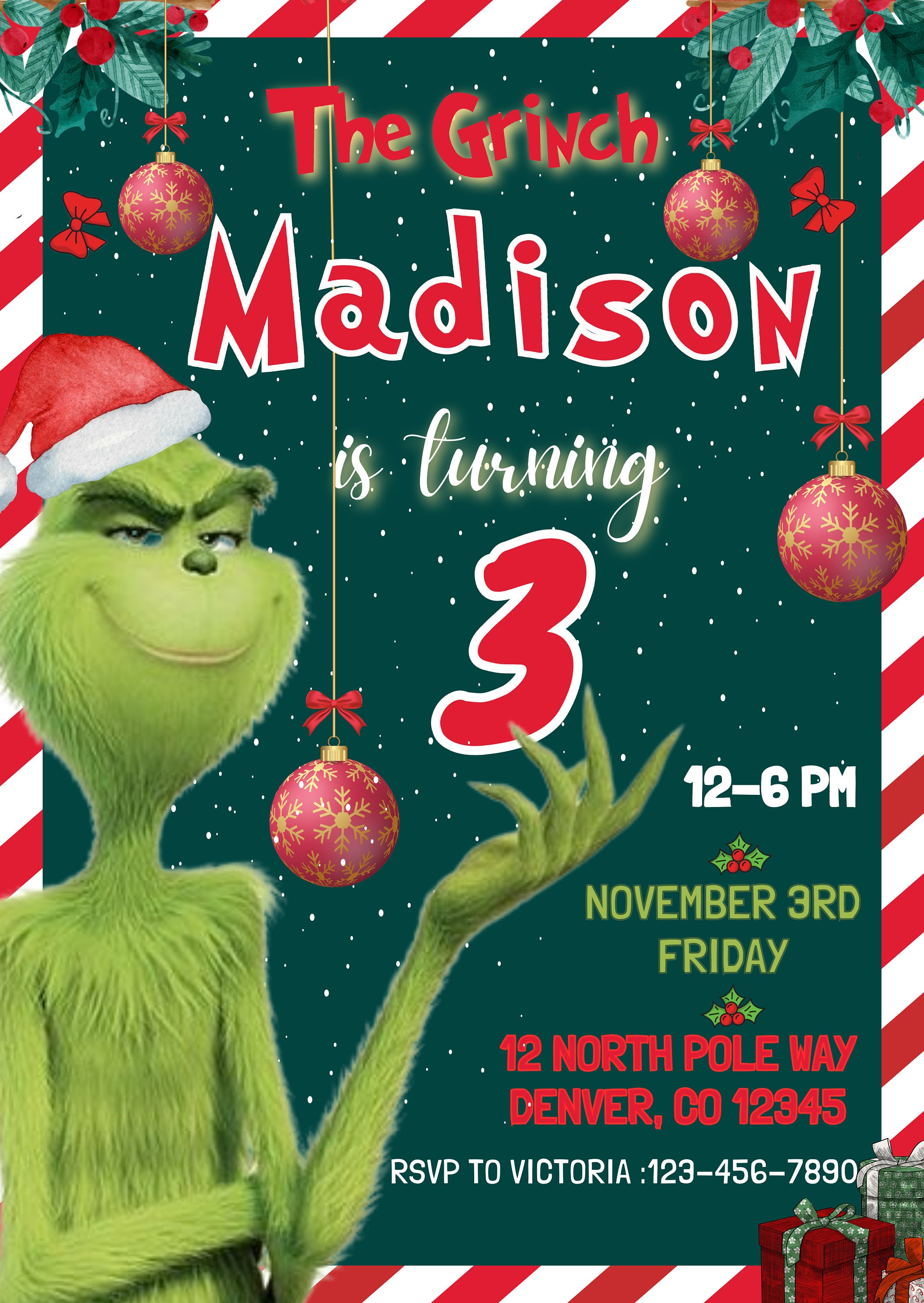 Editable Grinch Birthday Invitation, Merry Grinchmas Invitation ...