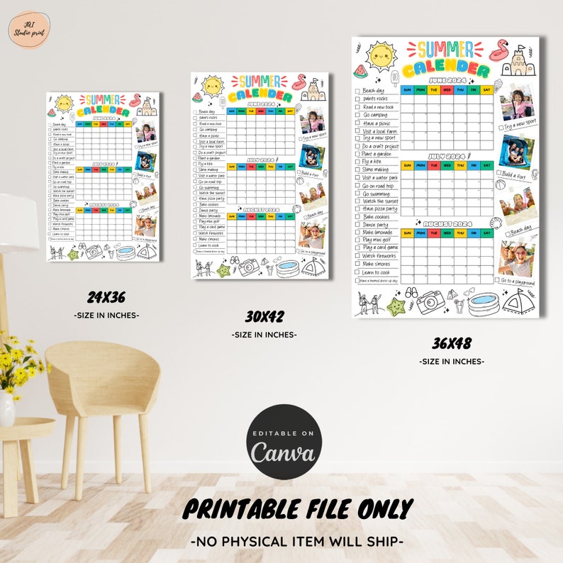 2024 Summer Calendar Printable Summer Bucket List for Kids Summer ...