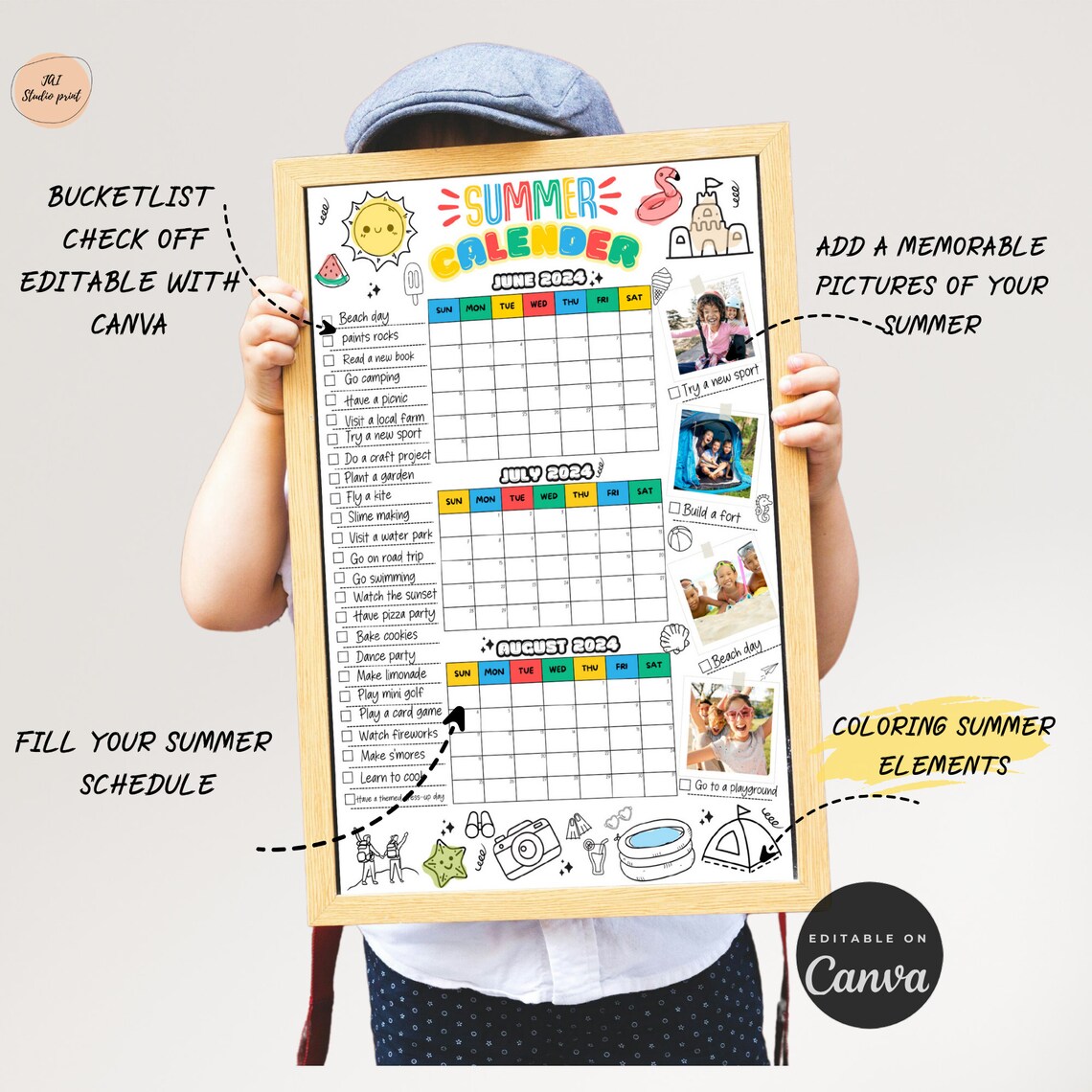 2024 Summer Calendar Printable Summer Bucket List for Kids Summer ...