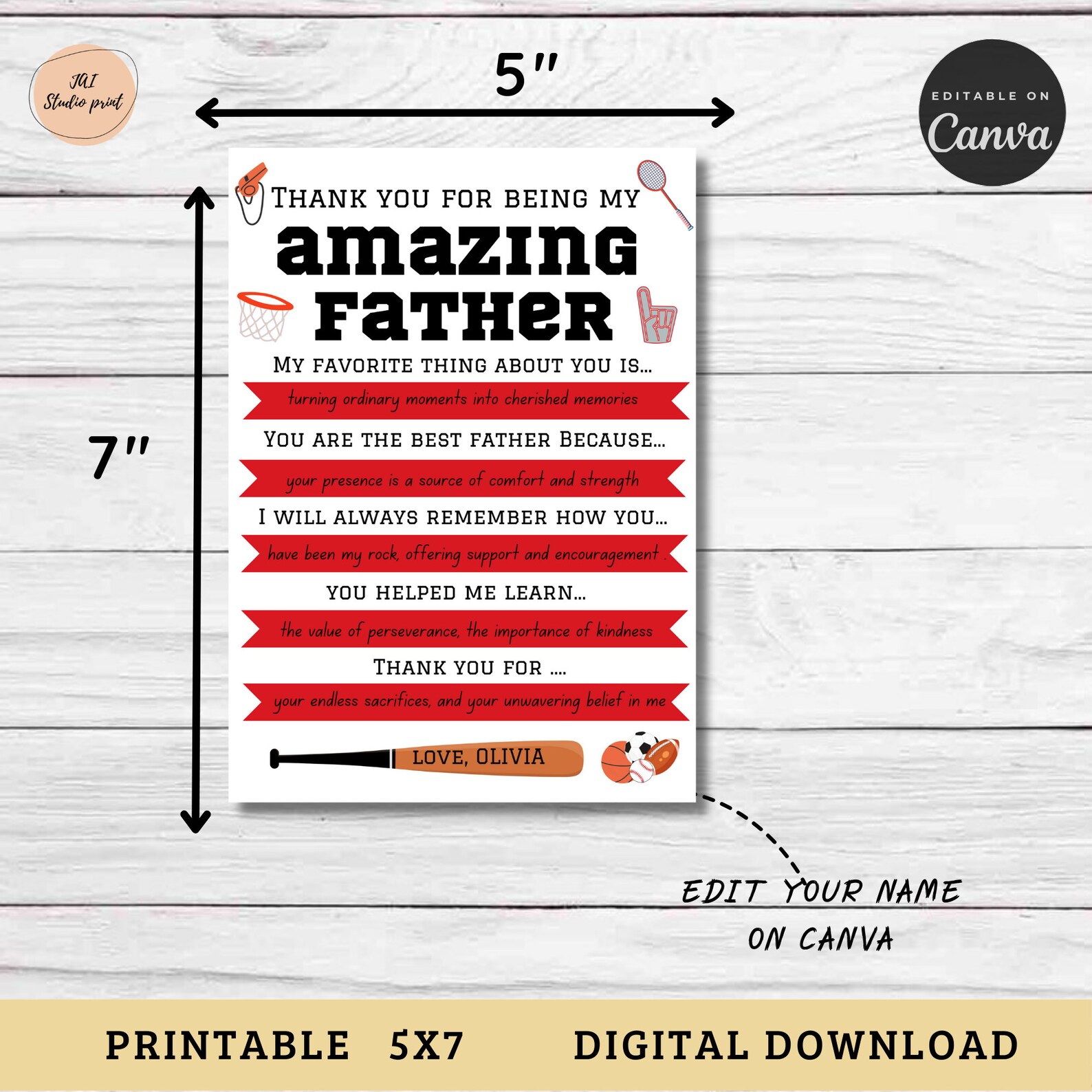 Father's Day Printable, Personalized Dad Gift From Kids, Printable All ...