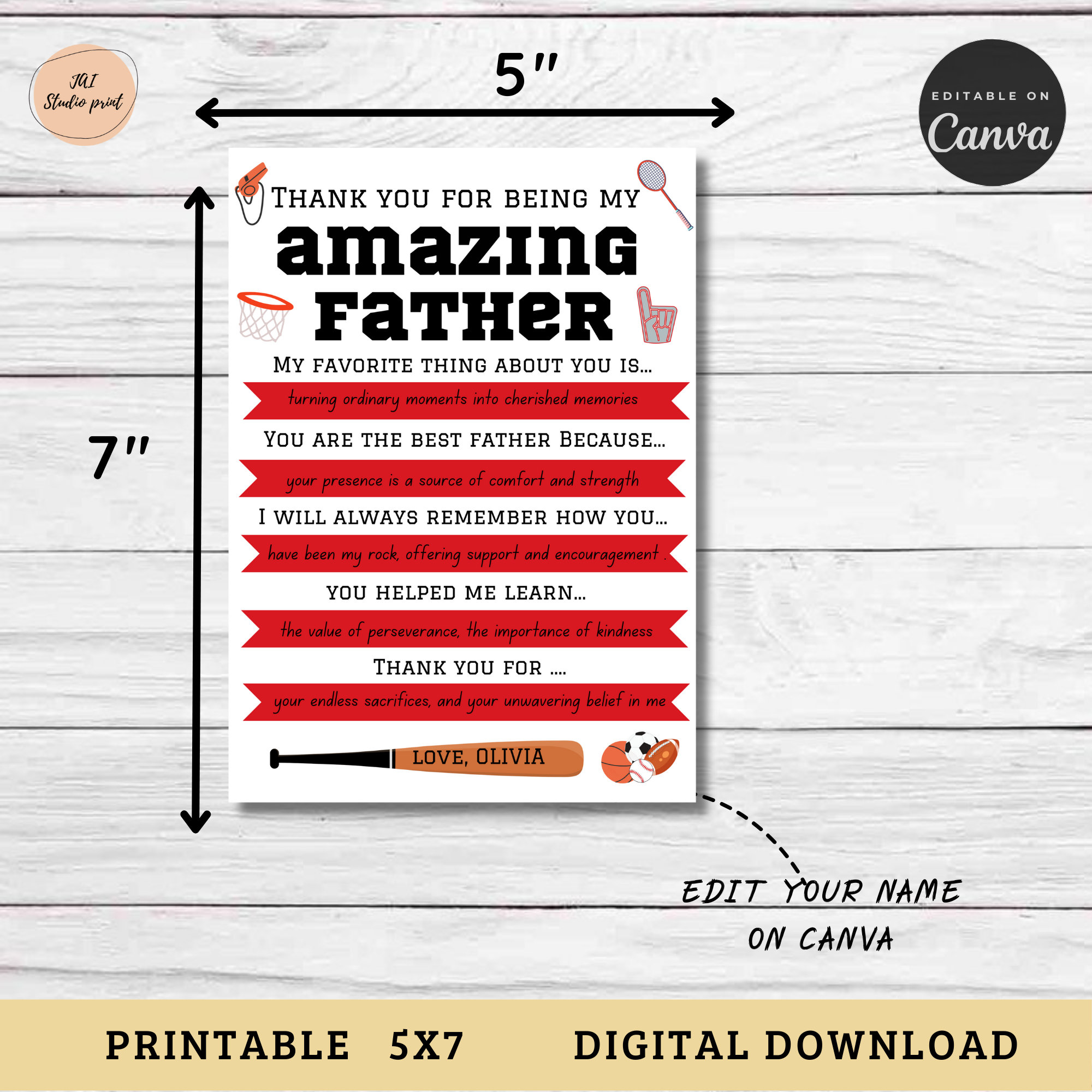 Father's Day Printable, Personalized Dad Gift From Kids, Printable All ...