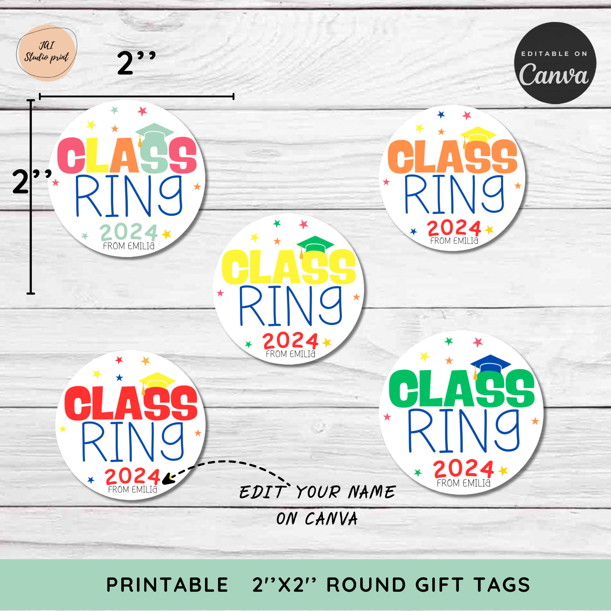 Multicolor Kindergarten Graduation Class Ring Gift Sticker, Graduation ...