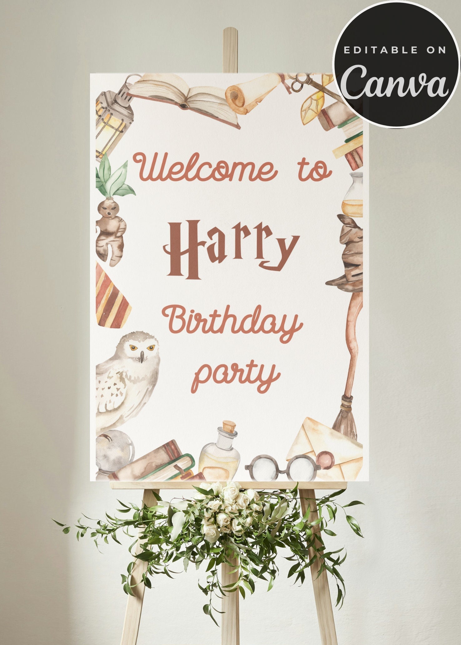 Editable Wizard Bithday Welcome Sign, Magical School Birthday Welcome ...