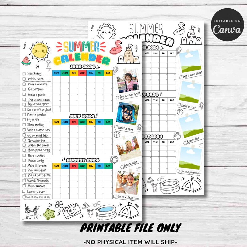 Summer Calendar - Etsy