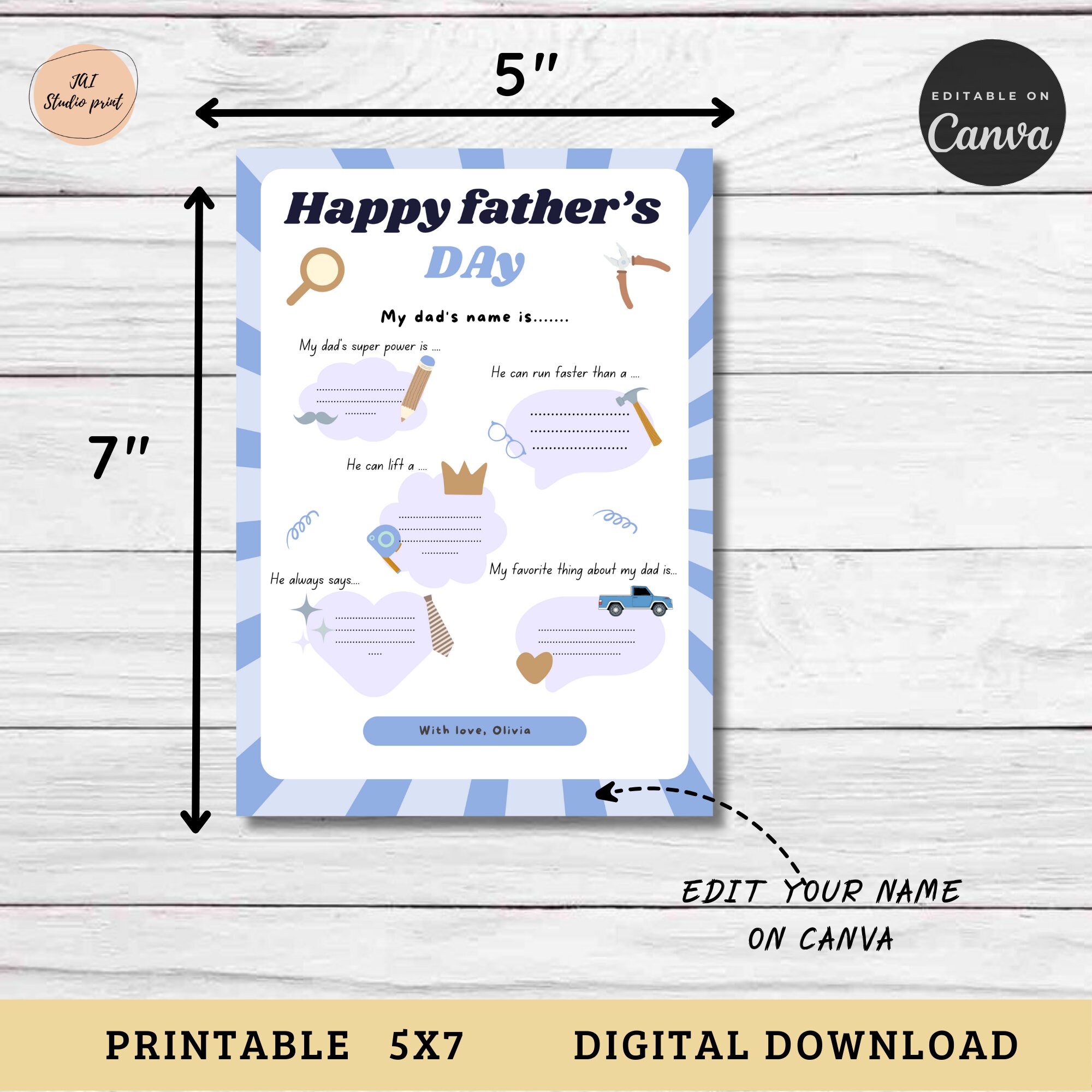 Father's Day Printable, Personalized Dad Gift From Kids, Printable All ...