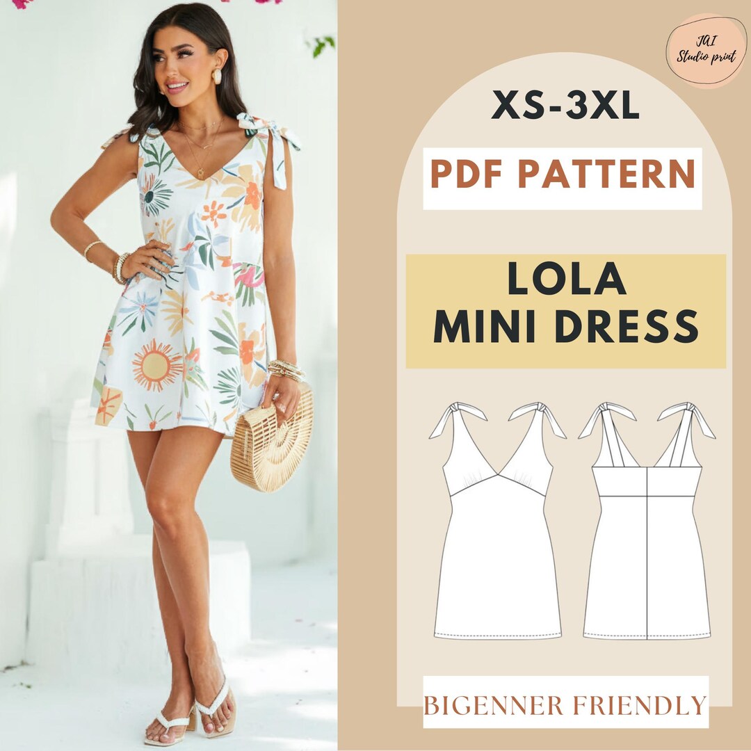 LOLA Mini Dress Pattern, Woman Digital Sewing Pattern, Instant Download ...