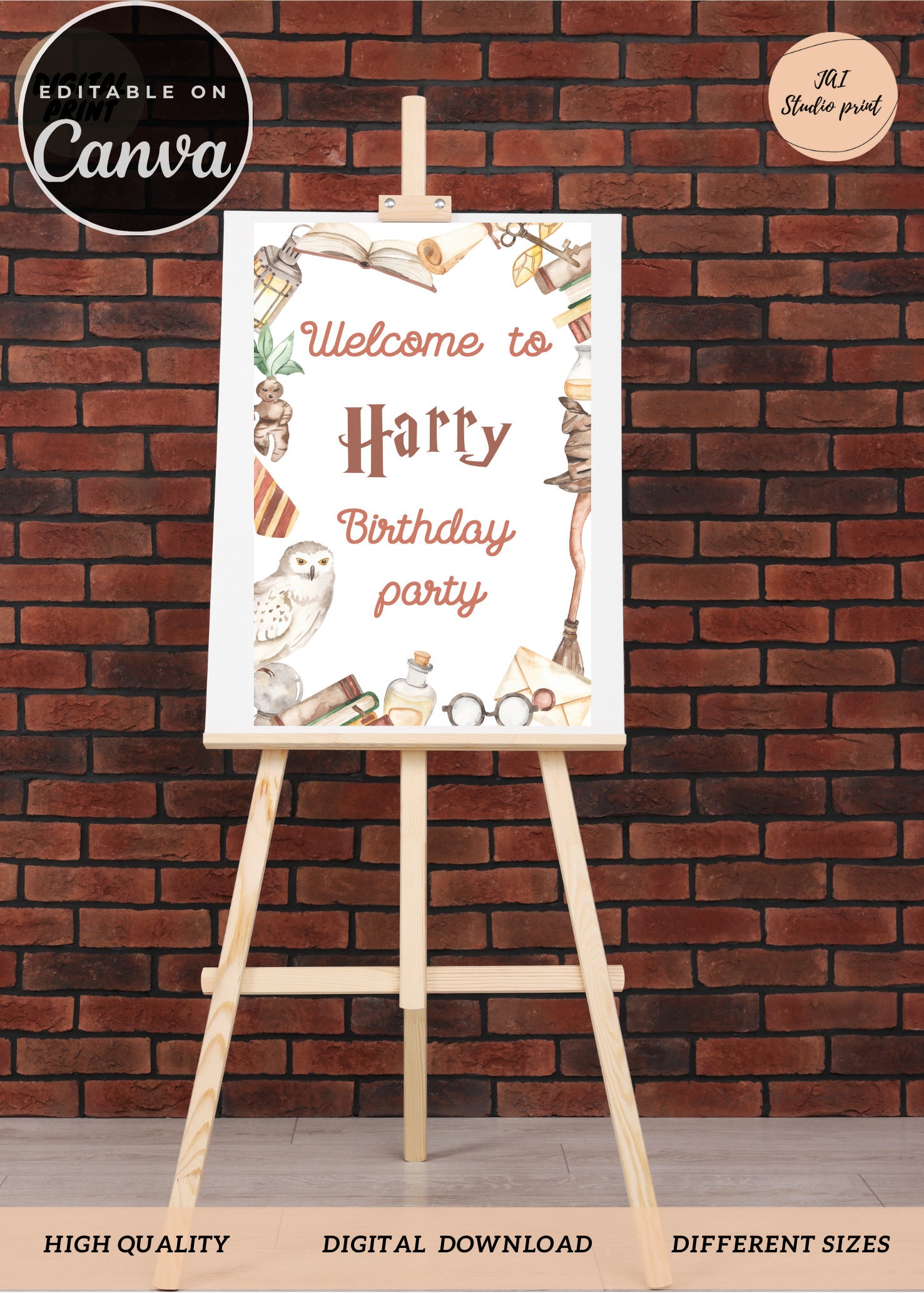 Editable Wizard Bithday Welcome Sign, Magical School Birthday Welcome ...
