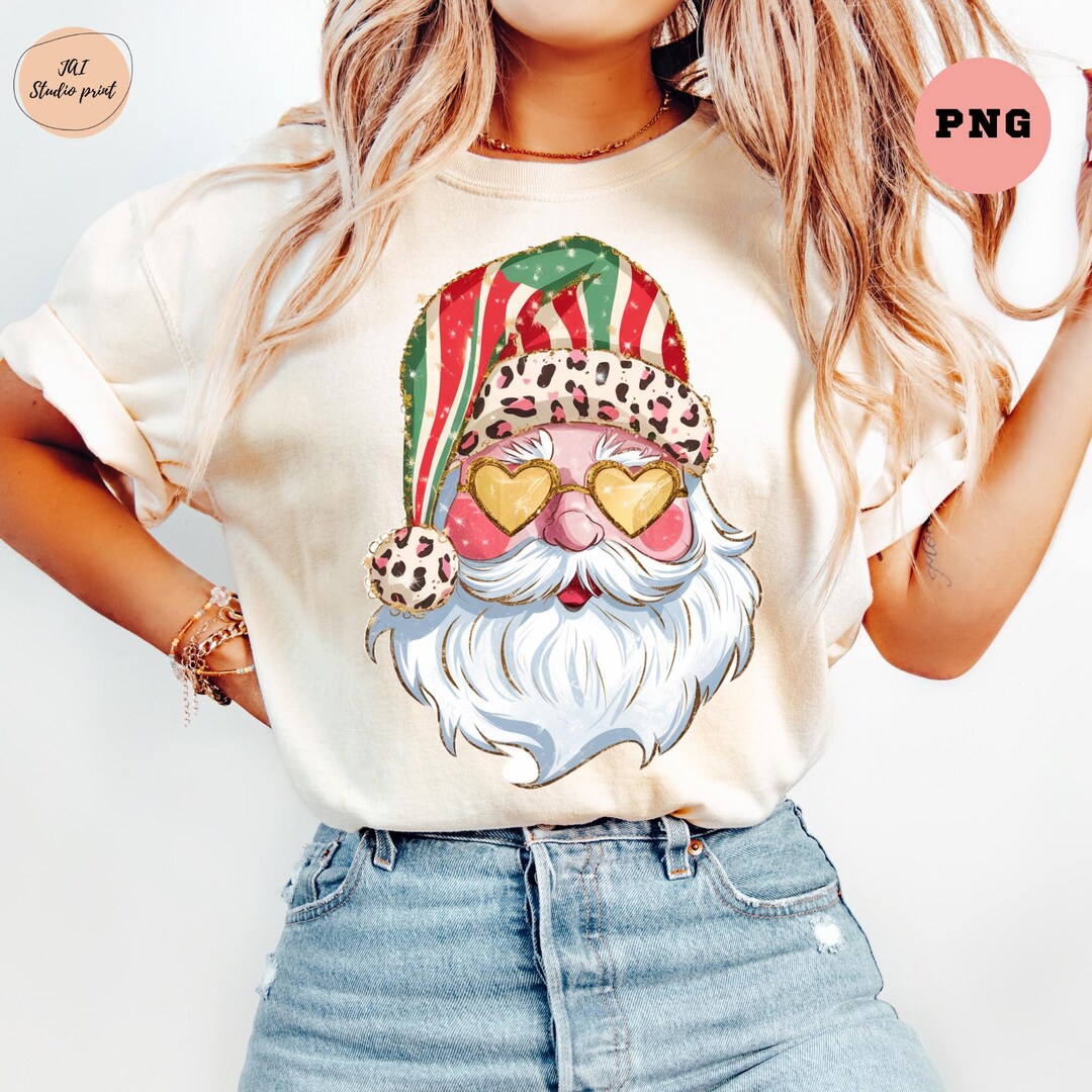 Colorful Coquette Glitter Santa Png Girls Brushstroke Santa Design Dtf ...