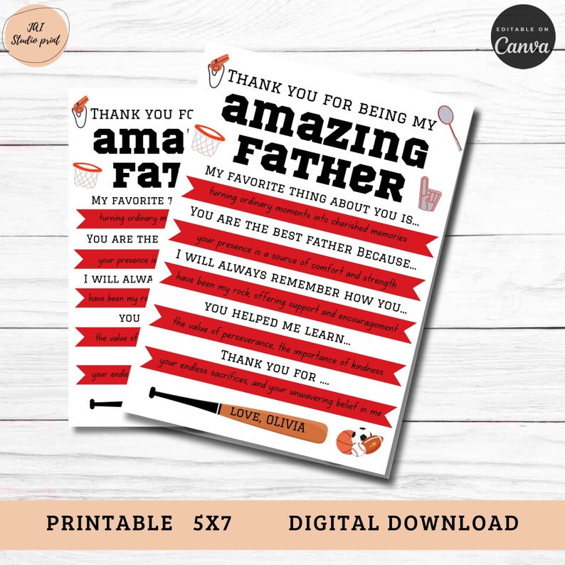 Father's Day Printable, Personalized Dad Gift From Kids, Printable All ...