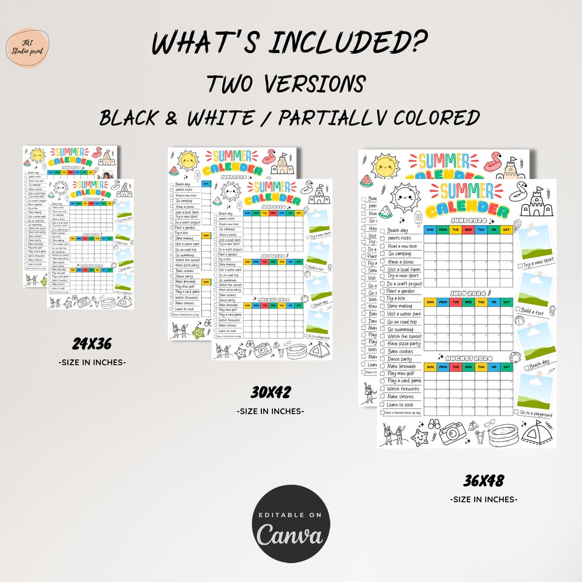 2024 Summer Calendar Printable Summer Bucket List for Kids Summer ...