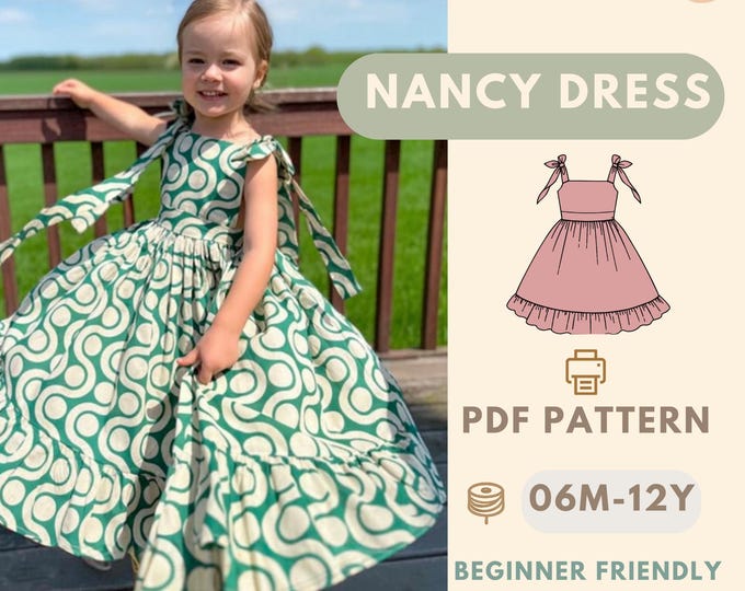 Sunny Ruffle Dress PDF Sewing Pattern | Girl's Ruffle Hem Dress | Sizes ...