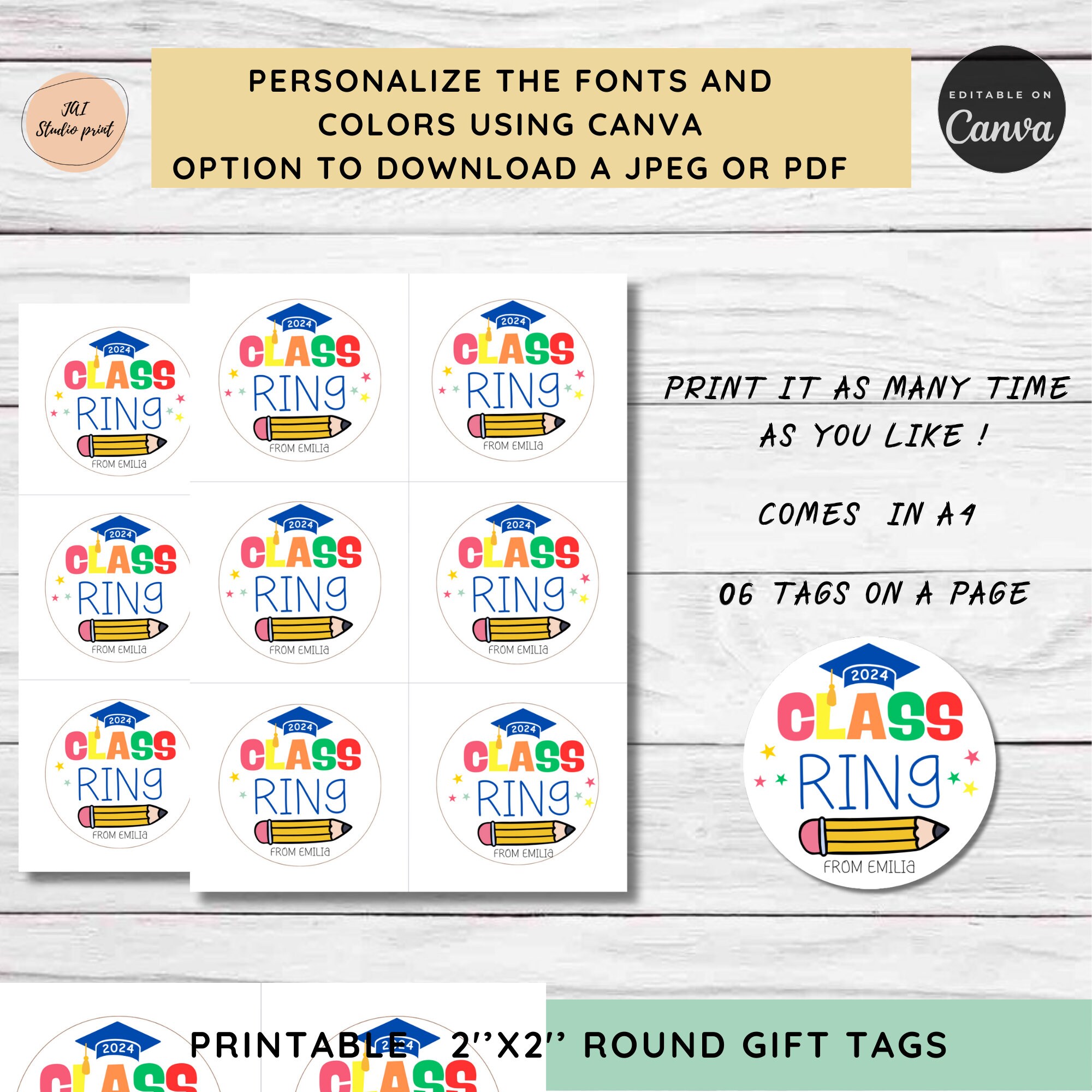 Multicolor Kindergarten Graduation Class Ring Gift Sticker, Graduation ...