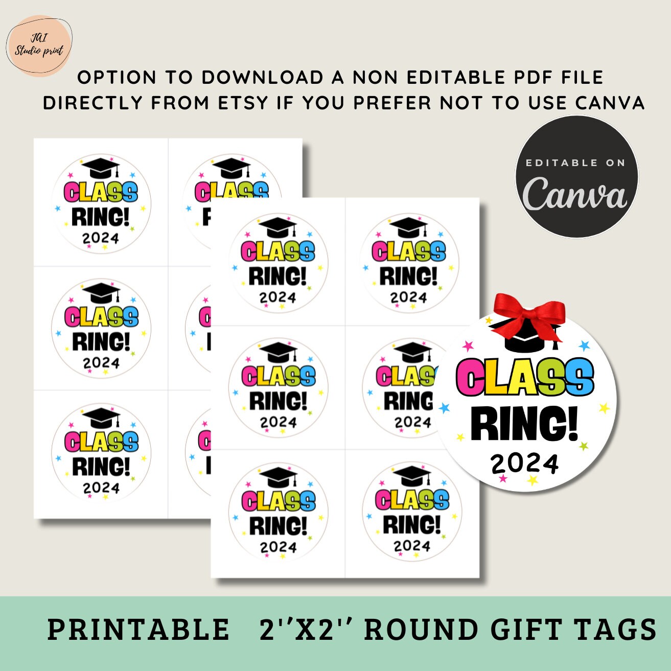 Kindergarten Graduation Class Ring Gift Sticker, Graduation Favors, Pre ...