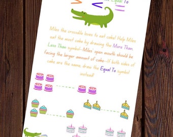 Crocodile Comparison Worksheets greater Than, Less Than, Equal To - Etsy