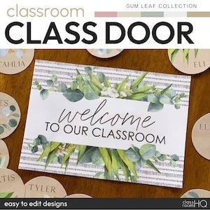 Australian Eucalyptus Class Theme Editable Class Door Decor + Bulletin ...