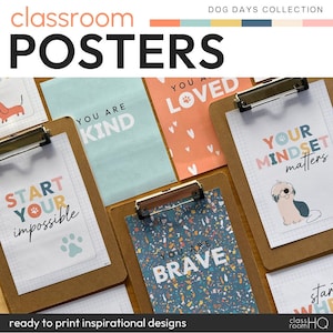 Dog Themed Inspirational Classroom Posters DOG DAYS Classroom Decor ...