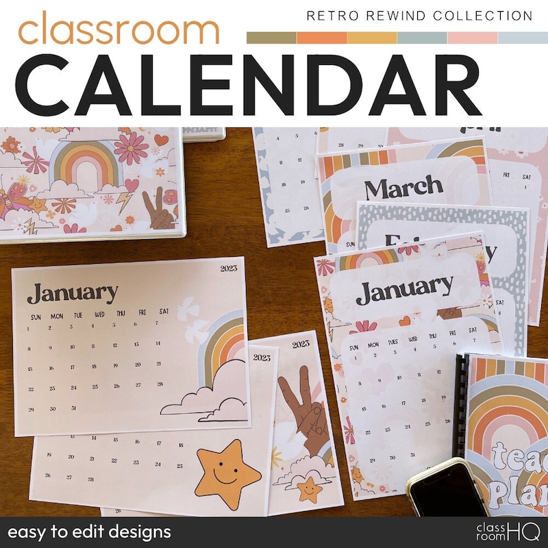 Retro Calendar - Etsy