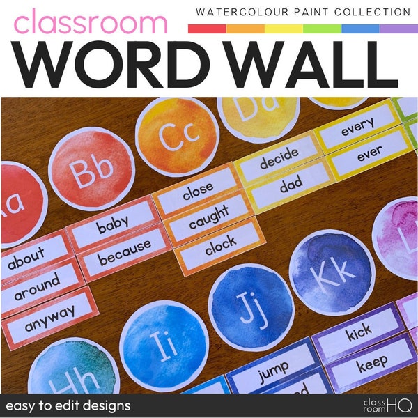 Boho Rainbow Classroom Word Wall Editable Word Wall Sight Word Display Classroom Bulletin Board ...