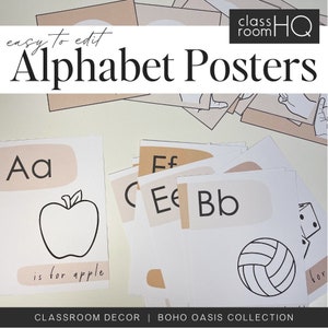 BOHO OASIS Alphabet Posters Neutral Classroom Theme - Etsy