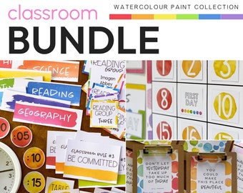 Watercolor Classroom Decor Bundle - Etsy