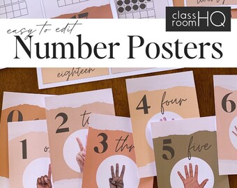 Boho Rainbow Number Posters Ten Frames Neutral Rainbow - Etsy