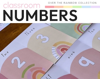 Number Posters | Pastel Rainbow | Classroom Decor - Etsy