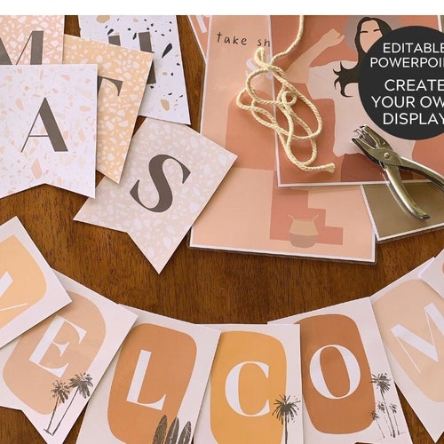 BOHO VIBES Bulletin Board Banners Neutral Classroom Bunting | Etsy