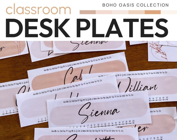 Printable Classroom Desk Plates, Student Name Tags, Editable Canva ...