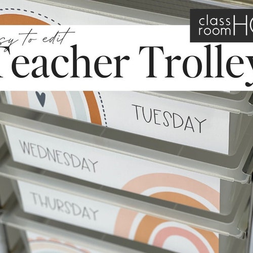 Modern BOHO RAINBOW 10 Drawer Trolley Labels - Etsy