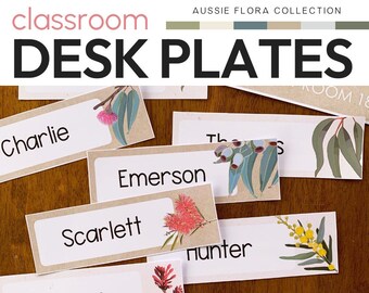 Classroom Name Tags Template Eucalyptus Greenery Botanical Editable ...