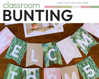 CACTUS Bunting & Bulletin Board Banners Editable Cactus Classroom Decor ...