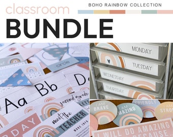 Boho Rainbow Classroom Decor Bundle - Etsy