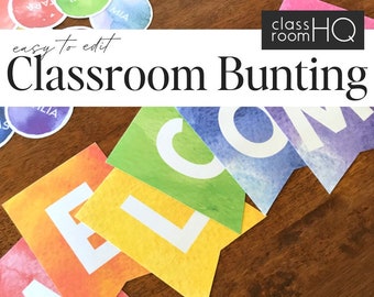 Rainbow Bunting Classroom - Etsy