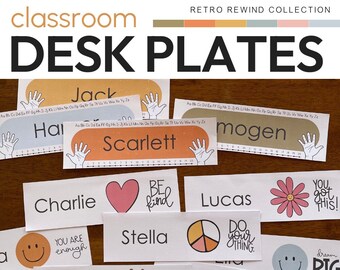 Happy Place Printable & Editable Nameplates, Student Desk, Greenery ...