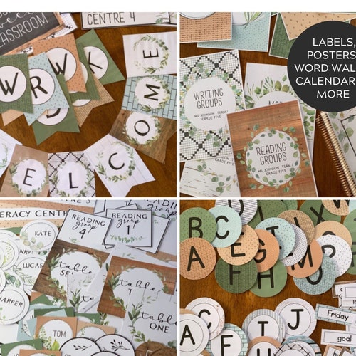 Eucalyptus and Gold Classroom Decor Bundle Editable - Etsy