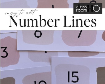 MODERN RAINBOW Classroom Number Line Display With Negatives Calm Colors ...