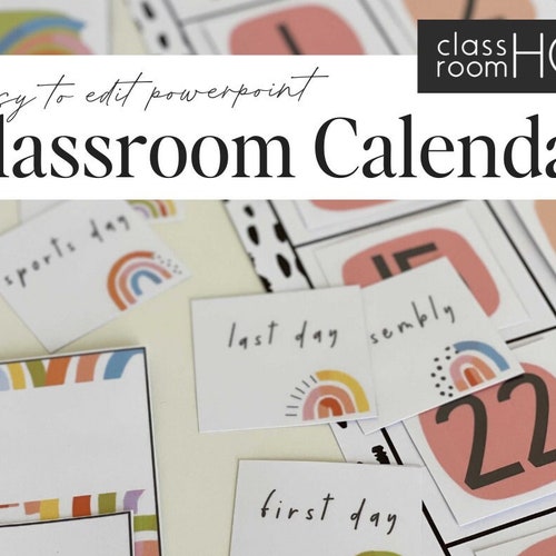Boho Rainbow Classroom Calendar Display Boho Rainbow - Etsy