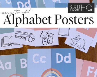 Boho Rainbow Alphabet Posters Printable Classroom Alphabet - Etsy