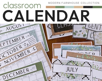 Botanical Greenery Theme Classroom Decor Editable Flip Calendar ...
