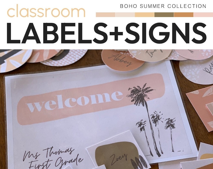 Neutral Boho Classroom Labels, Printable Name Plates, Boho for the ...