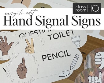 BOHO RAINBOW Hand Signals Posters Editable Neutral Rainbow - Etsy