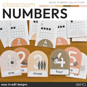 Modern Neutral Boho Theme Classroom Decor Number Posters | BOHO SUMMER ...