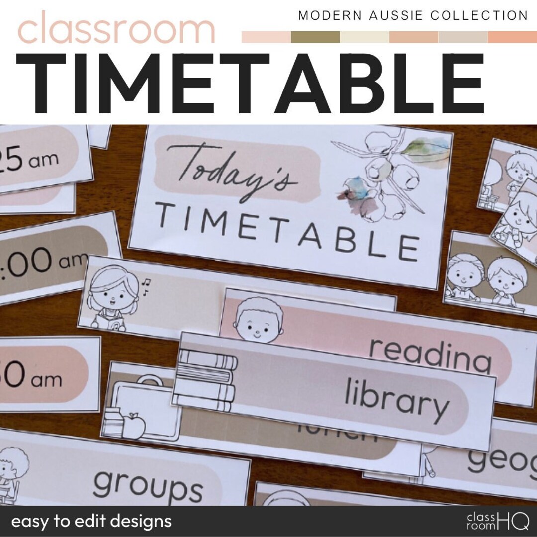MODERN AUSSIE Classroom Timetable Pack | Australian Themed Classroom ...